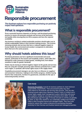 Responsible procurement factsheet – World Sustainable Hospitality Alliance