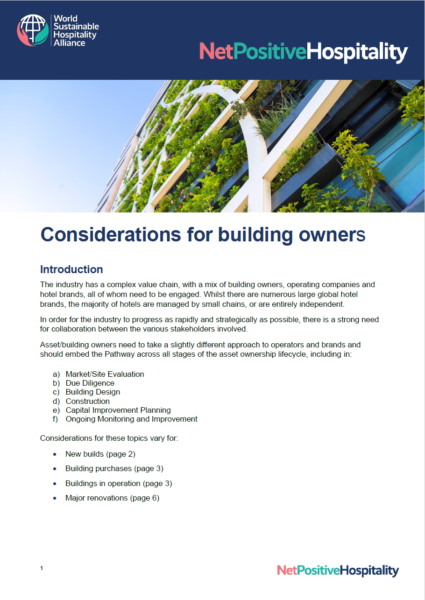 Considerations for building owners – World Sustainable Hospitality Alliance